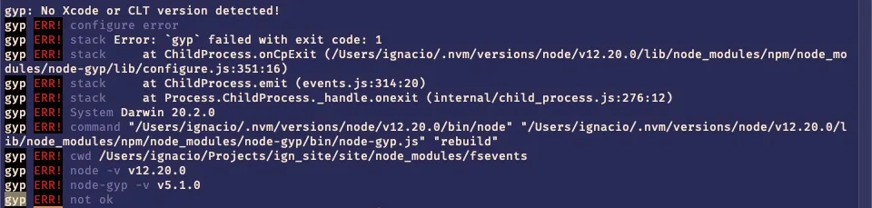How to fix: “gyp: No Xcode or CLT version detected” - Ignacio